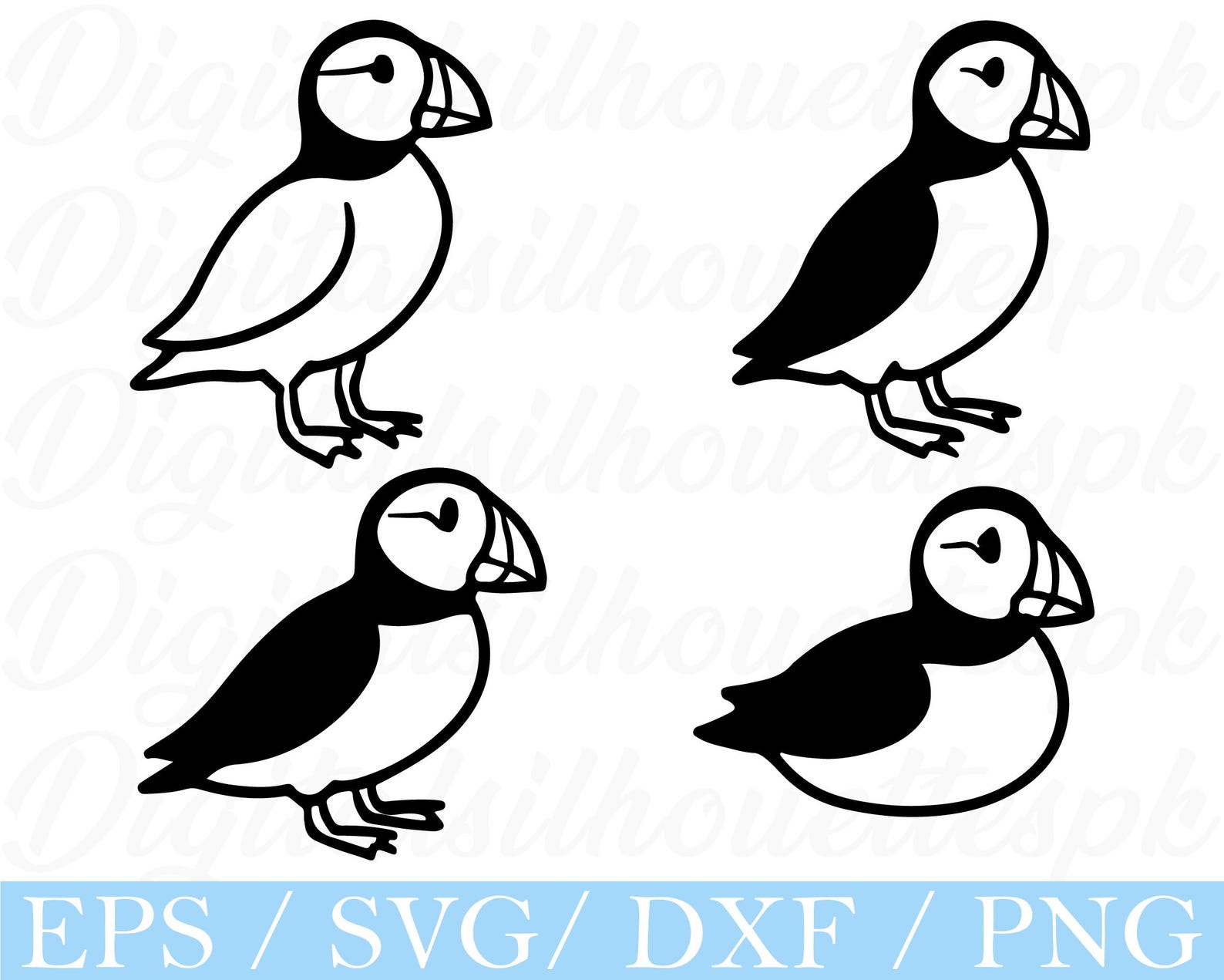 Icelandic Puffins Svg, Puffin Silhouette, Puffin Vector, Puffin Dxf ...