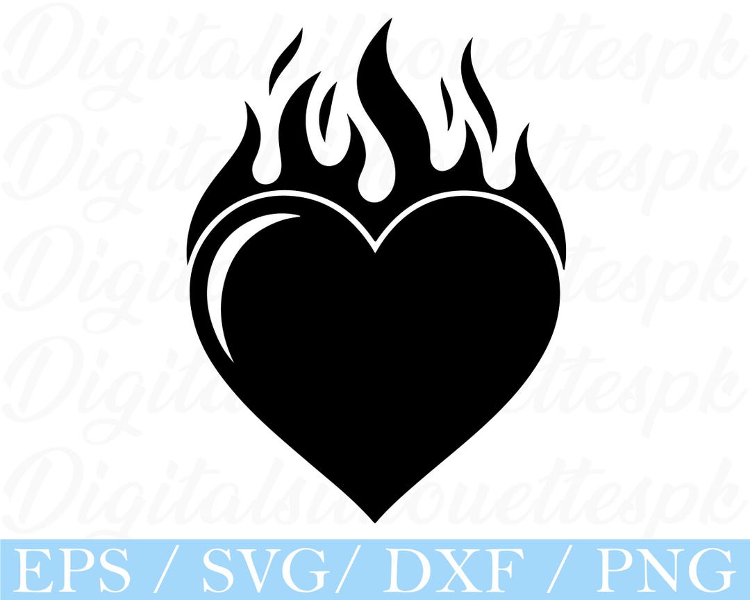 Fire Heart SVG: Silhouette Vector Graphic (digital Download) - Etsy