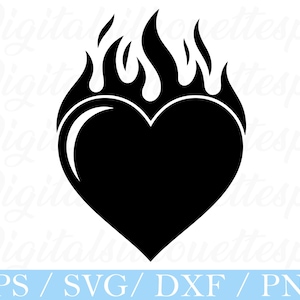 Fire Heart SVG: Silhouette Vector Graphic (digital Download) - Etsy