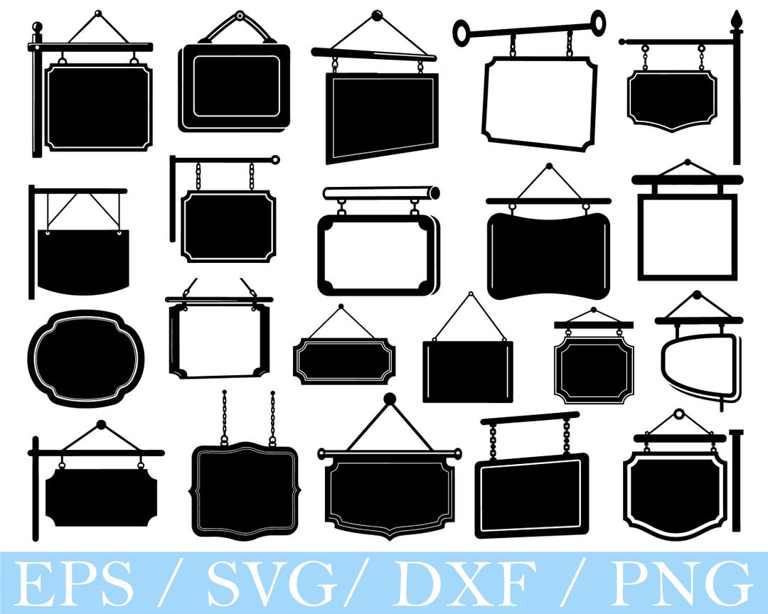 Hanging Sign Boards Svg, Sing Board Silhouette, Sign Board Vector, Dxf ...