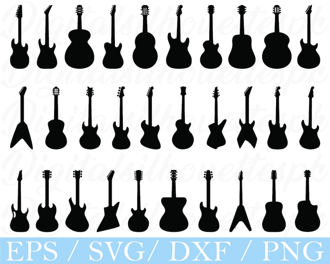 Guitars Svg, Guitars Silhouette, Dxf, Png - Etsy UK