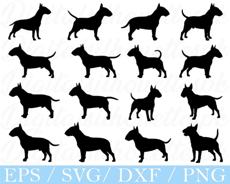 Bull Terrier Dog Silhouette: SVG, PNG, DXF Files (digital Download) - Etsy