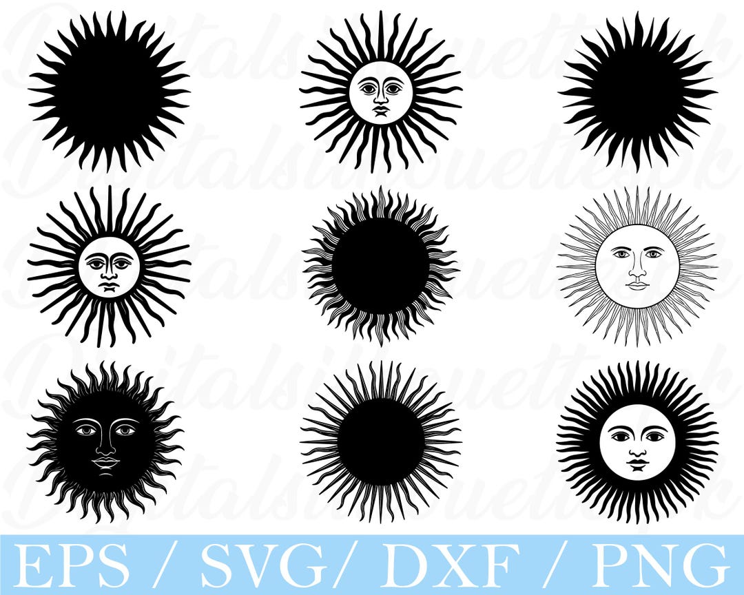 Sun of May Symbol SVG: Argentinian Silhouette Vector (digital Download ...
