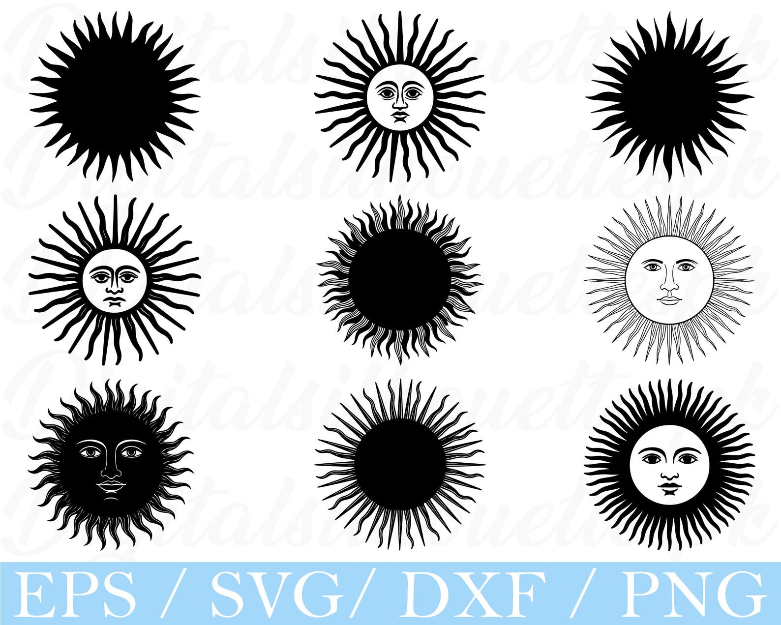 Sun of May Symbol SVG: Argentinian Silhouette Vector (digital Download ...