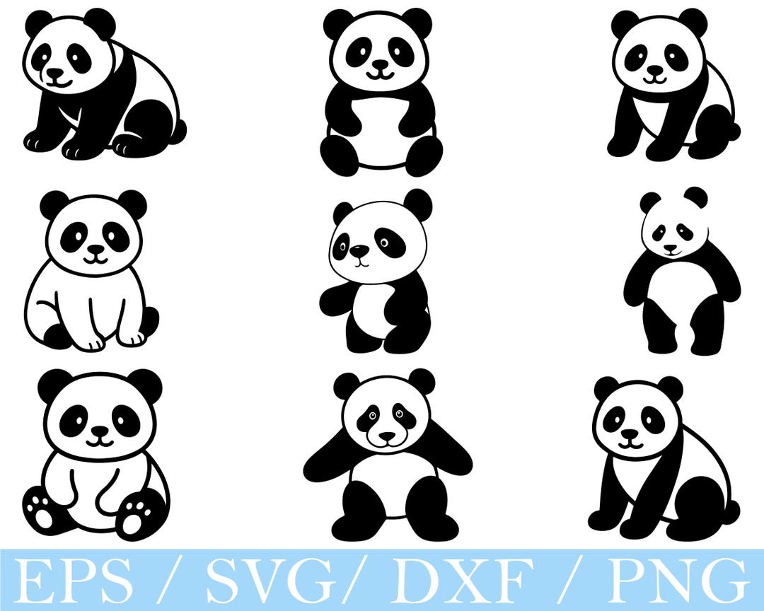 Cute Panda Svg, Cute Panda Silhouette, Cute Panda Cut File, Cute Panda ...