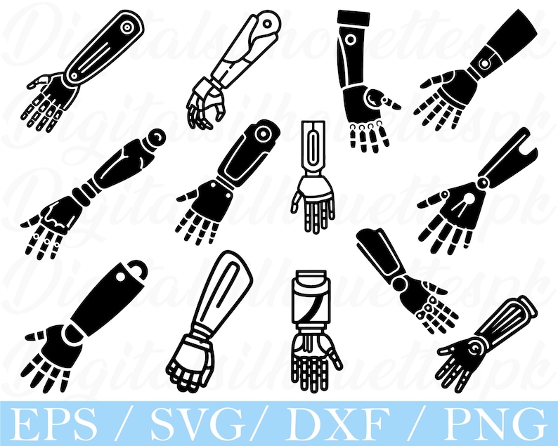 Prosthetic Arm Silhouette: SVG, PNG, DXF Files (digital Download) - Etsy