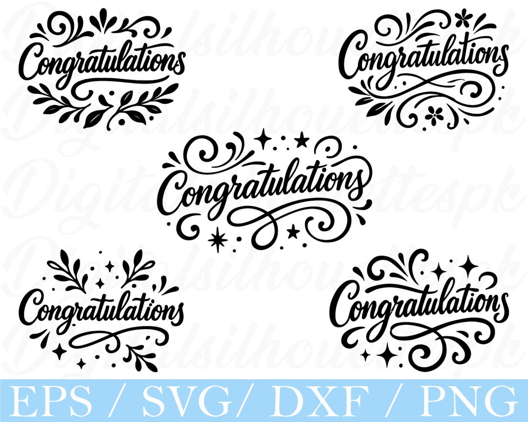 Congratulations Typography Svg, Congratulations Vector, Dxf, Png - Etsy