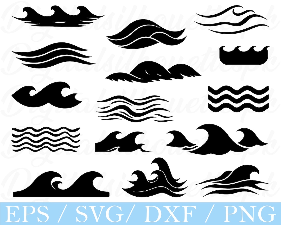 Sea Waves Svg, Sea Waves Silhouette, Dxf, Png - Etsy