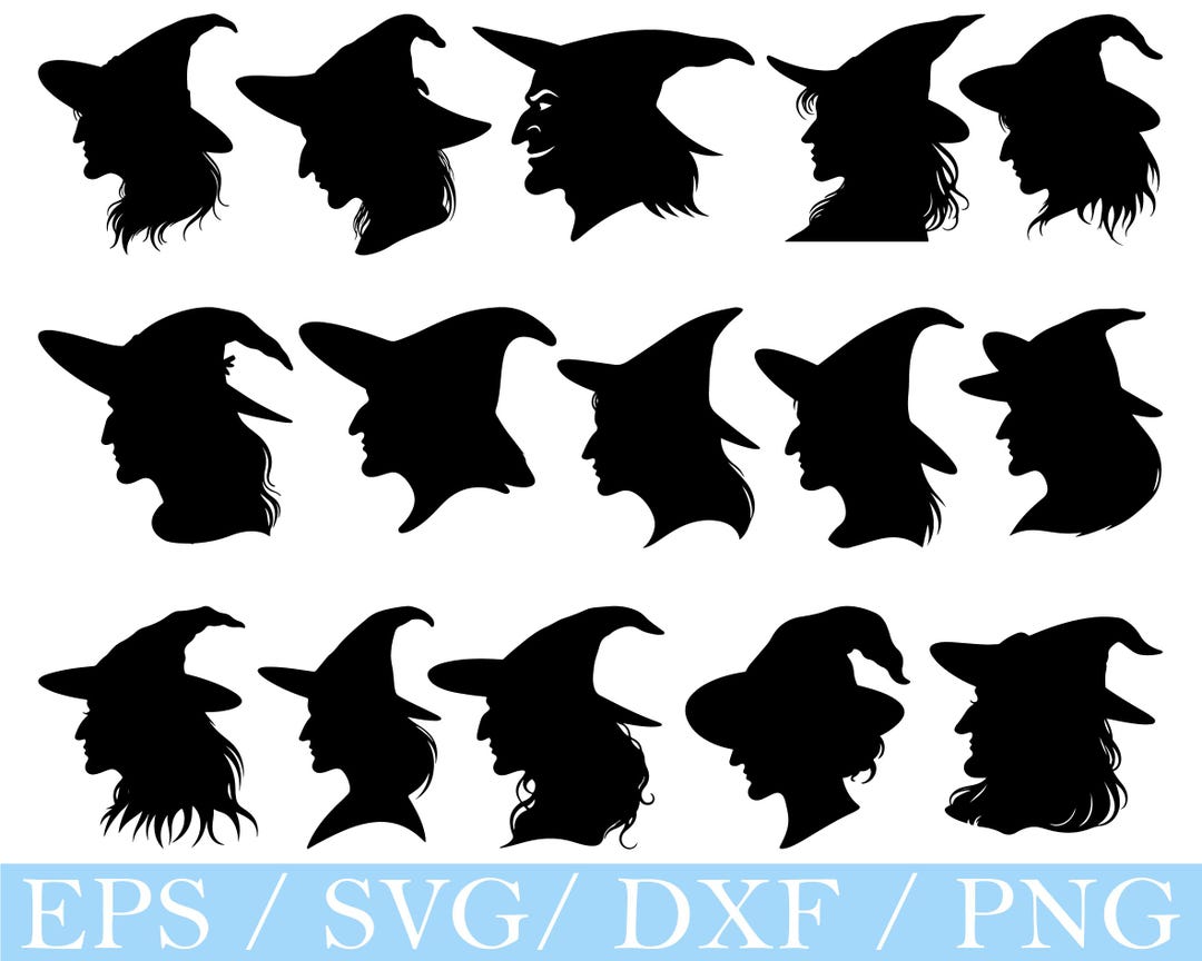 Witches Head Svg, Witches Head Silhouette, Witch Head Vector, Witch Cut ...