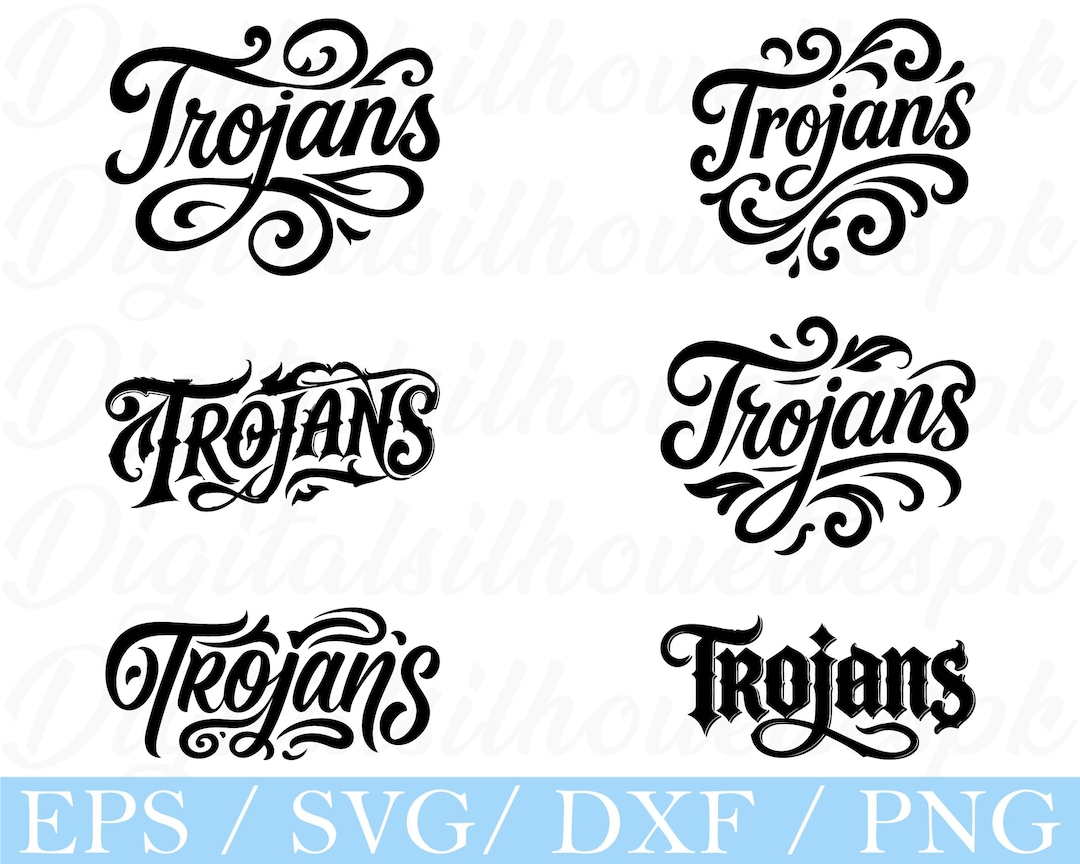 Trojans Typography Svg, Trojans Text Silhouette, Dxf, Png - Etsy