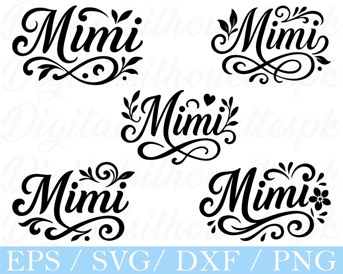 Mimi Typography Svg, Mimi Text Silhouette, Dxf, Png - Etsy