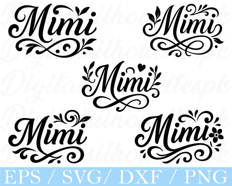 Mimi Typography Svg, Mimi Text Silhouette, Dxf, Png - Etsy