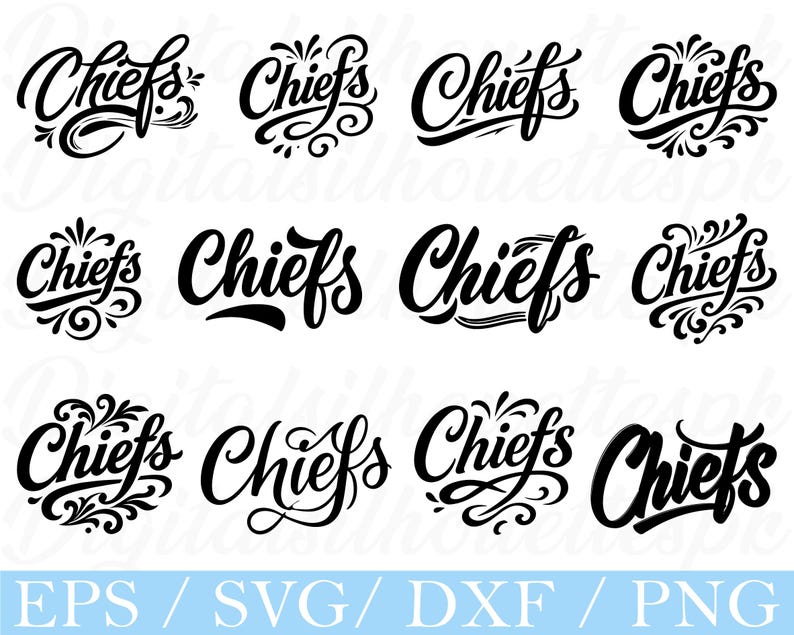 Chiefs Typography Svg, Chiefs Text Silhouette, Dxf, Png - Etsy