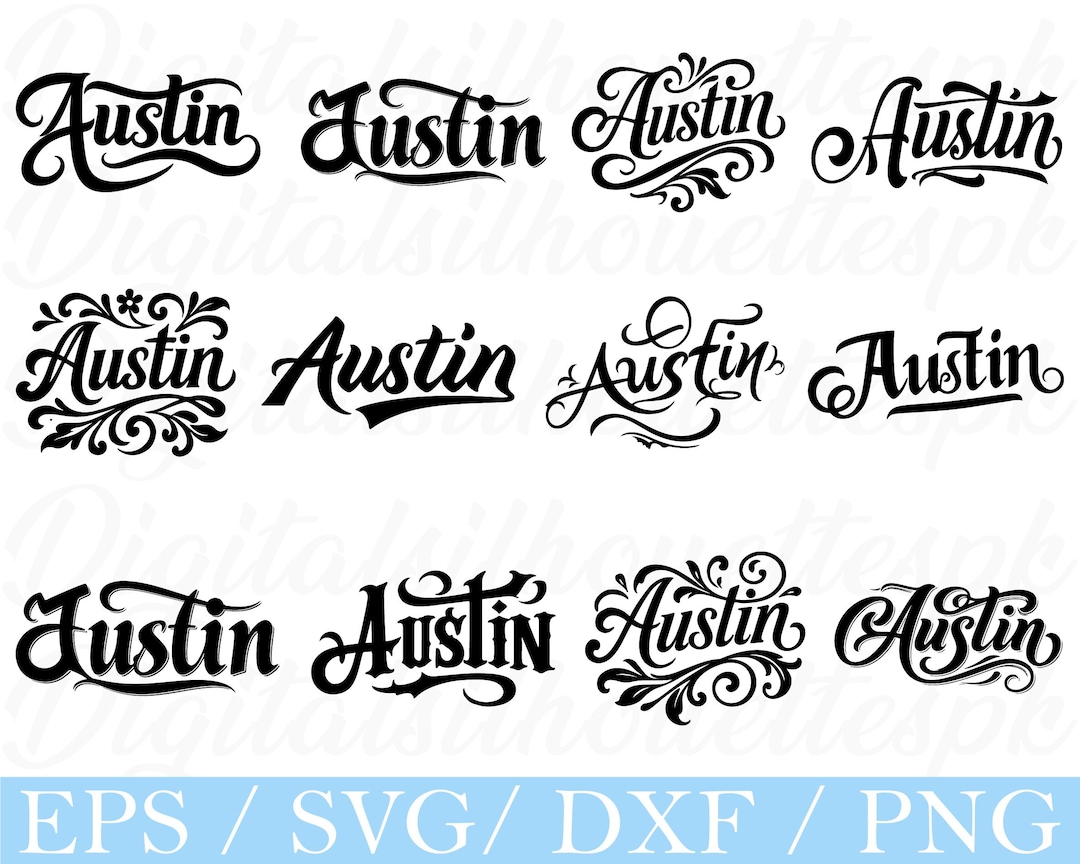 Austin Typography Svg, Austin Text Silhouette, Dxf, Png - Etsy