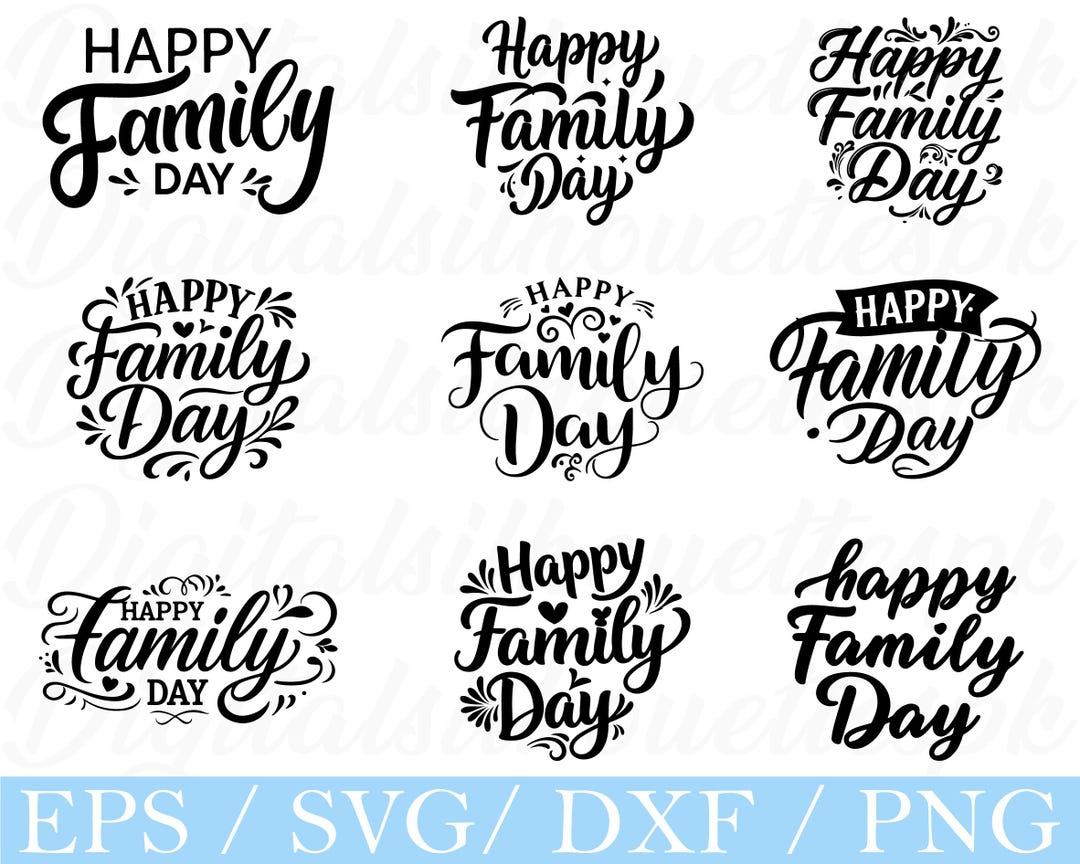 Happy Family Day Typography Svg, Dxf, Png - Etsy