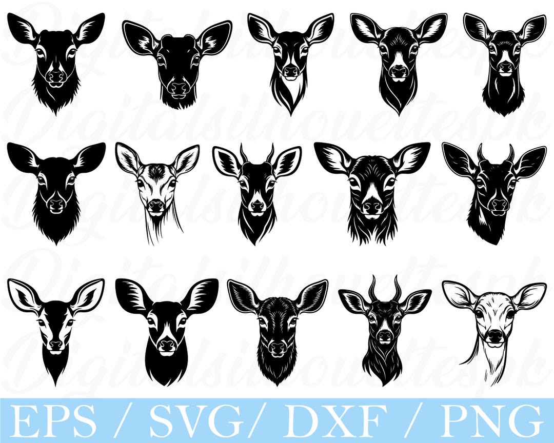 Doe Head Silhouette: Vector Art - SVG, PNG, DXF (digital Download) - Etsy