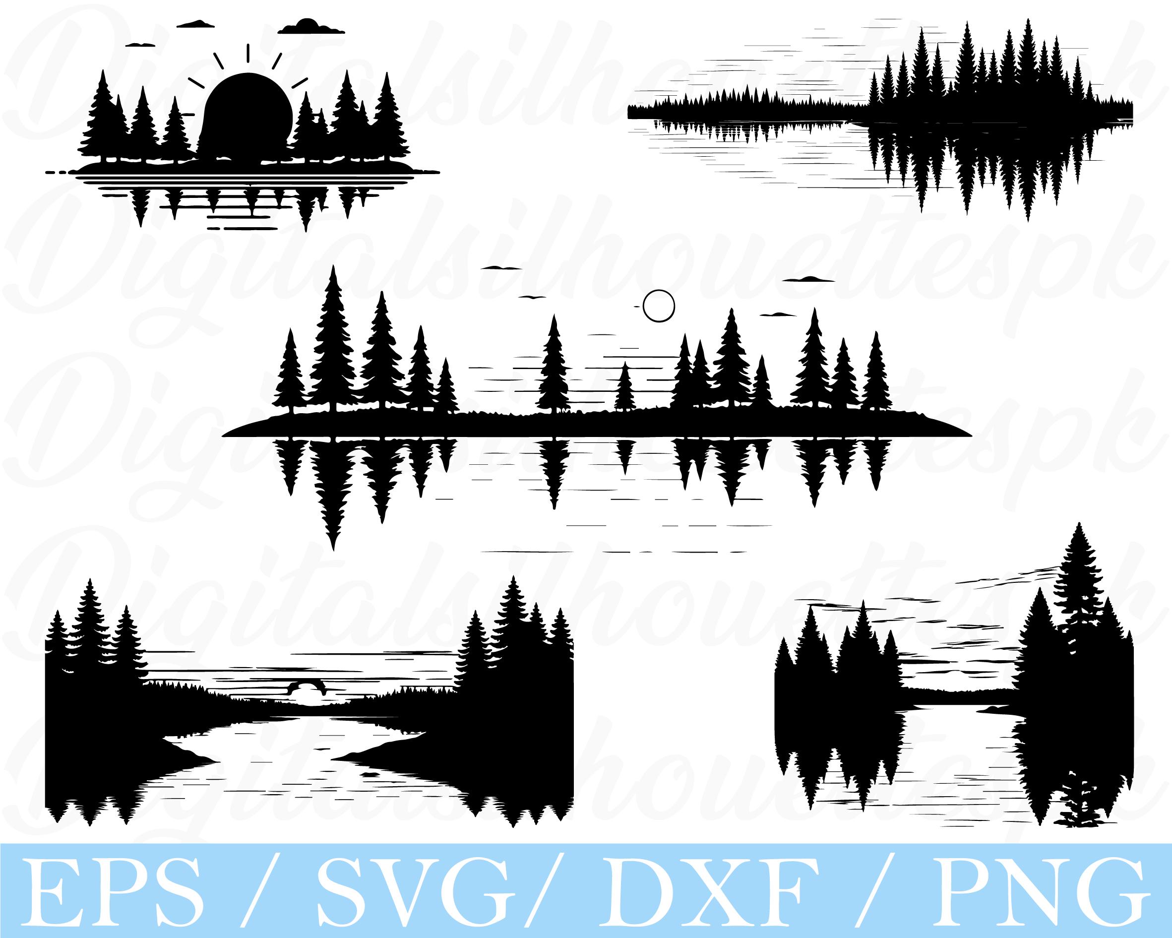 Lake Sunset Svg, Lake Sunset Silhouette, Dxf, Png - Etsy