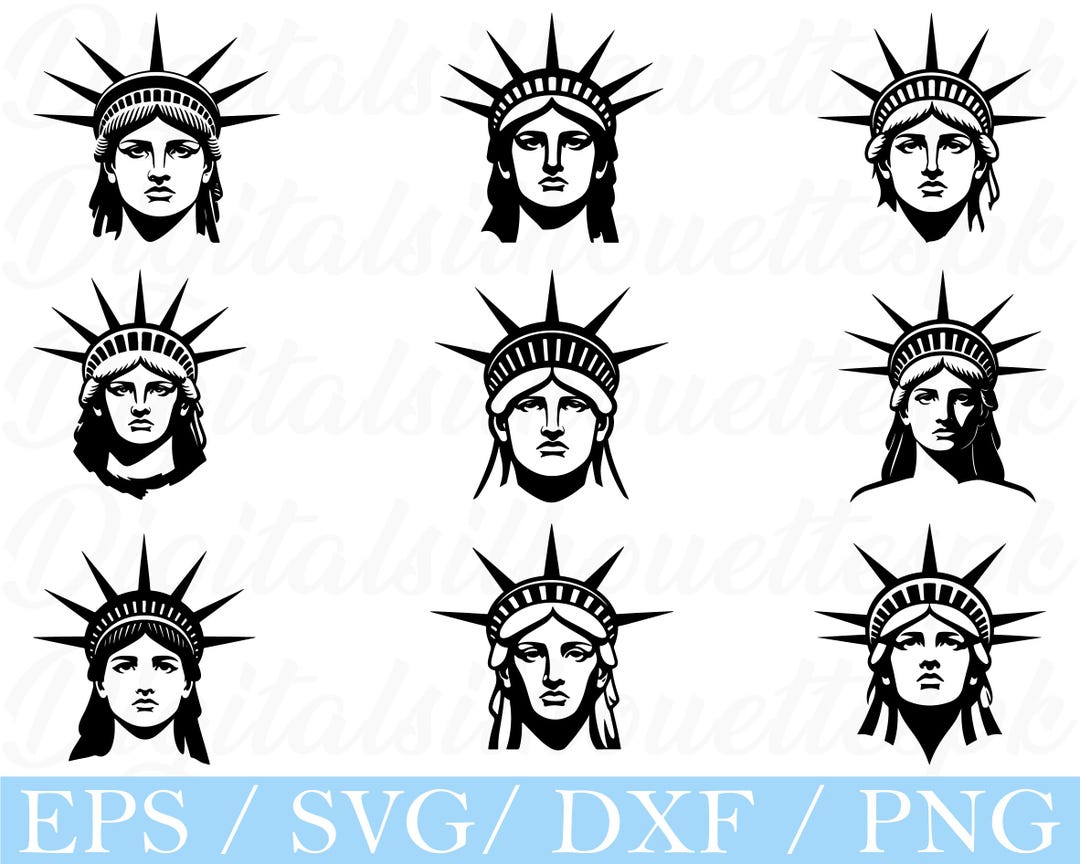 Lady Liberty Face SVG: Silhouette, DXF, PNG Files (digital Download) - Etsy