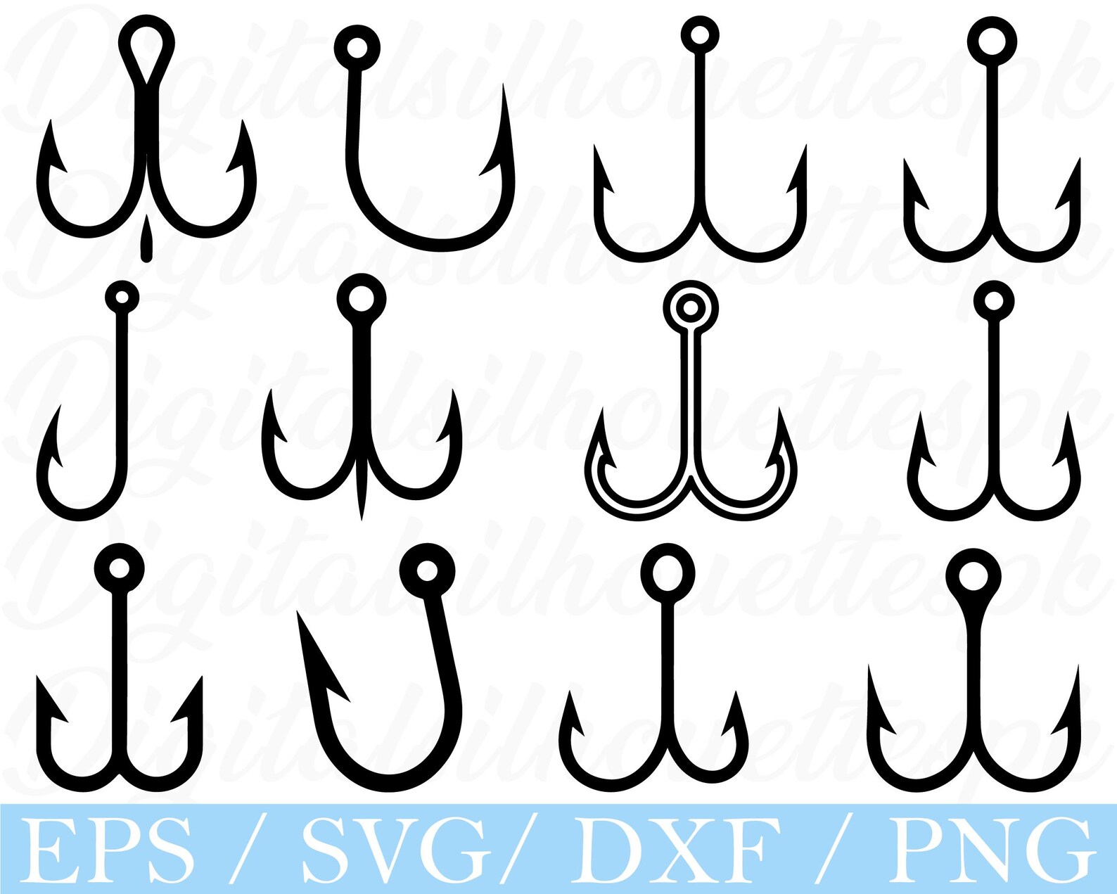 Fishing Hook Svg, Fishing Hook Silhouette, Fishing Hook Vector, Dxf ...
