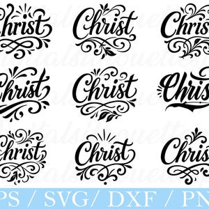 Christ Typography Svg, Christ Text Silhouette, Dxf, Png - Etsy