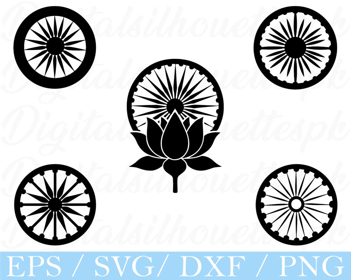 Ashoka Chakra SVG Bundle: Indian Silhouette, DXF, PNG (digital Download ...