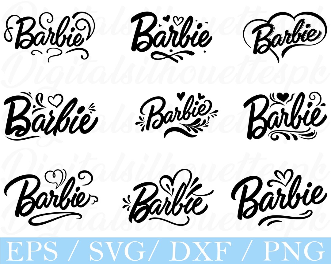 Barbie Typography Svg, Barbie Text Silhouette, Dxf, Png - Etsy Canada