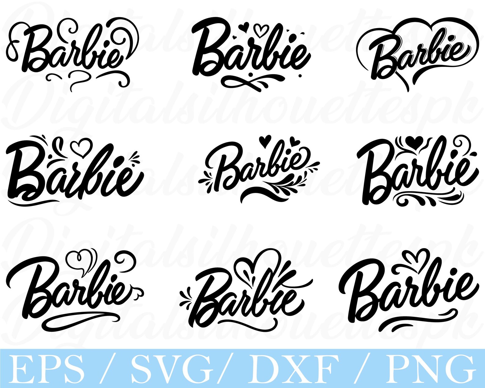Barbie Typography Svg, Barbie Text Silhouette, Dxf, Png - Etsy Canada