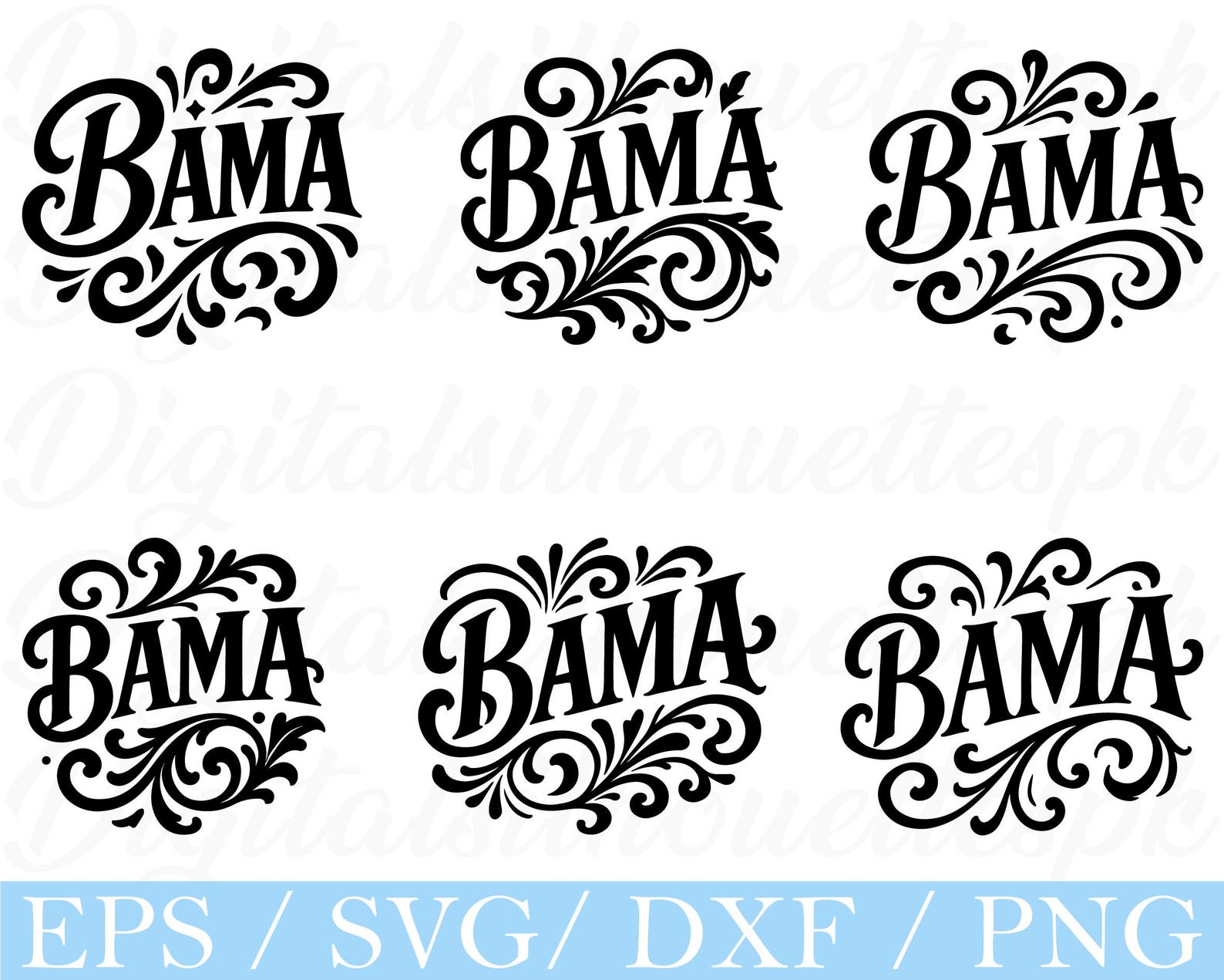 Bama Typography Svg, Alabama Text Silhouette, Dxf, Png - Etsy