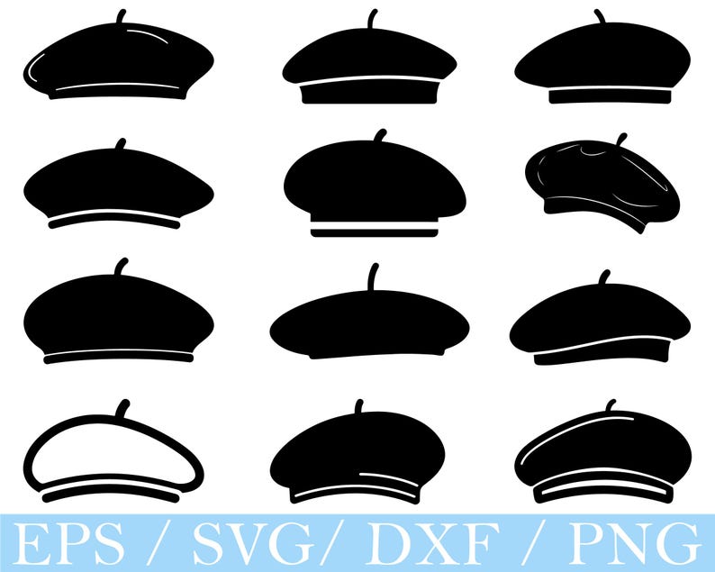 French Beret Svg, French Beret Silhouette, French Beret Cut File, Dxf ...