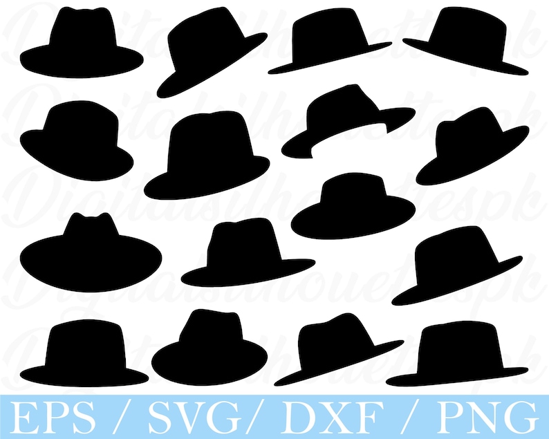Fedora Hat Svg, Fedora Hat Silhouette, Dxf, Png - Etsy