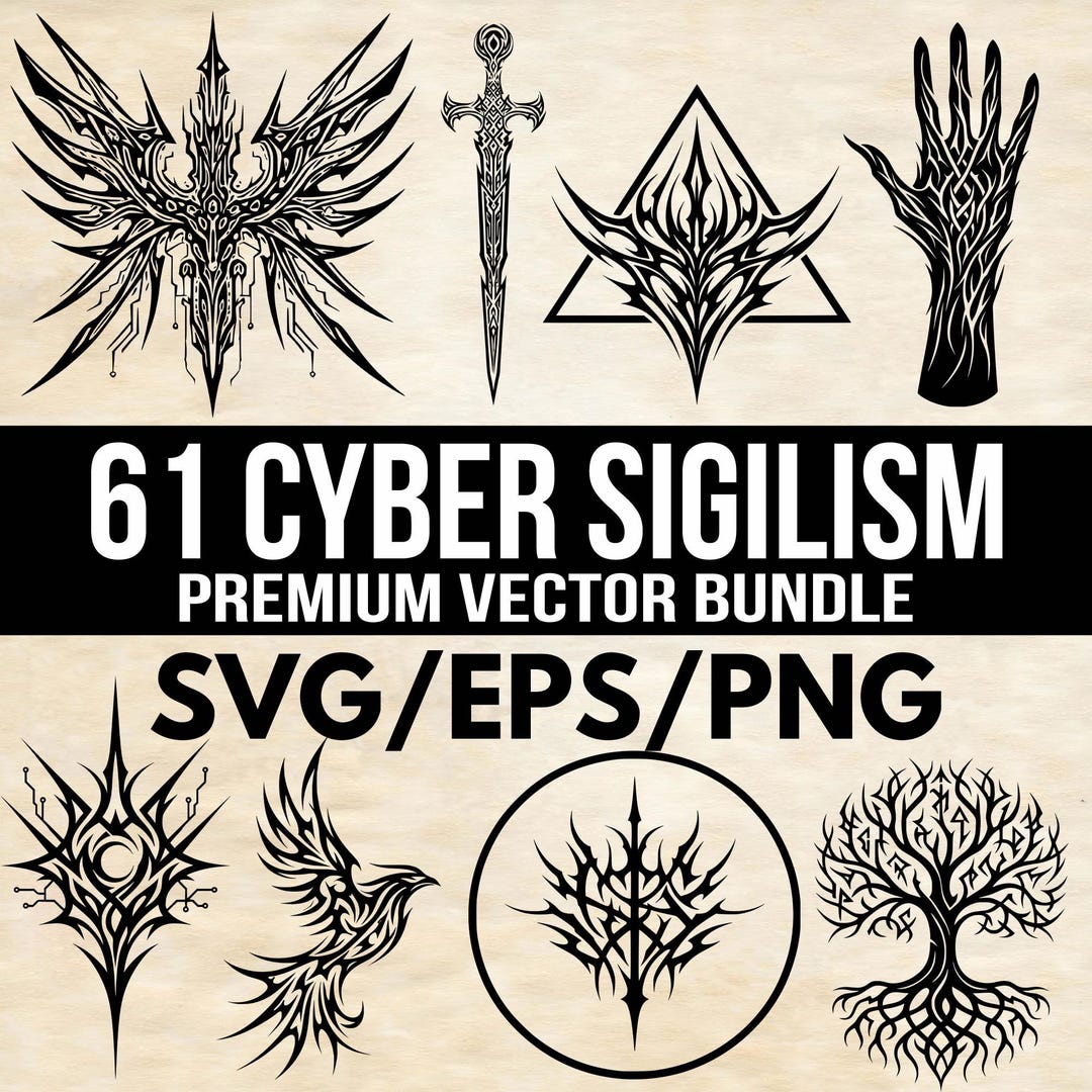 Cyber Sigilism Illustration Bundle - SVG/EPS/PNG Tattoo Designs ...