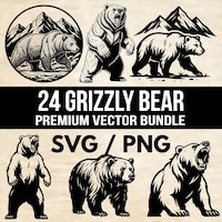 Grizzly Bear Clip Art: Wildlife Stencil Image (PNG, JPEG) - Etsy Canada