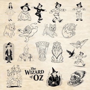 Wizard of Oz SVG PNG Bundle - Dorothy, Scarecrow, Tin Man, Lion & More ...