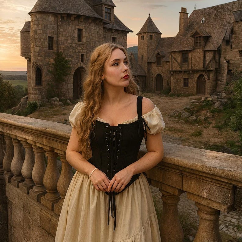 Women Renaissance Corset : Medieval Overbust Lace up Bodice, Viking ...