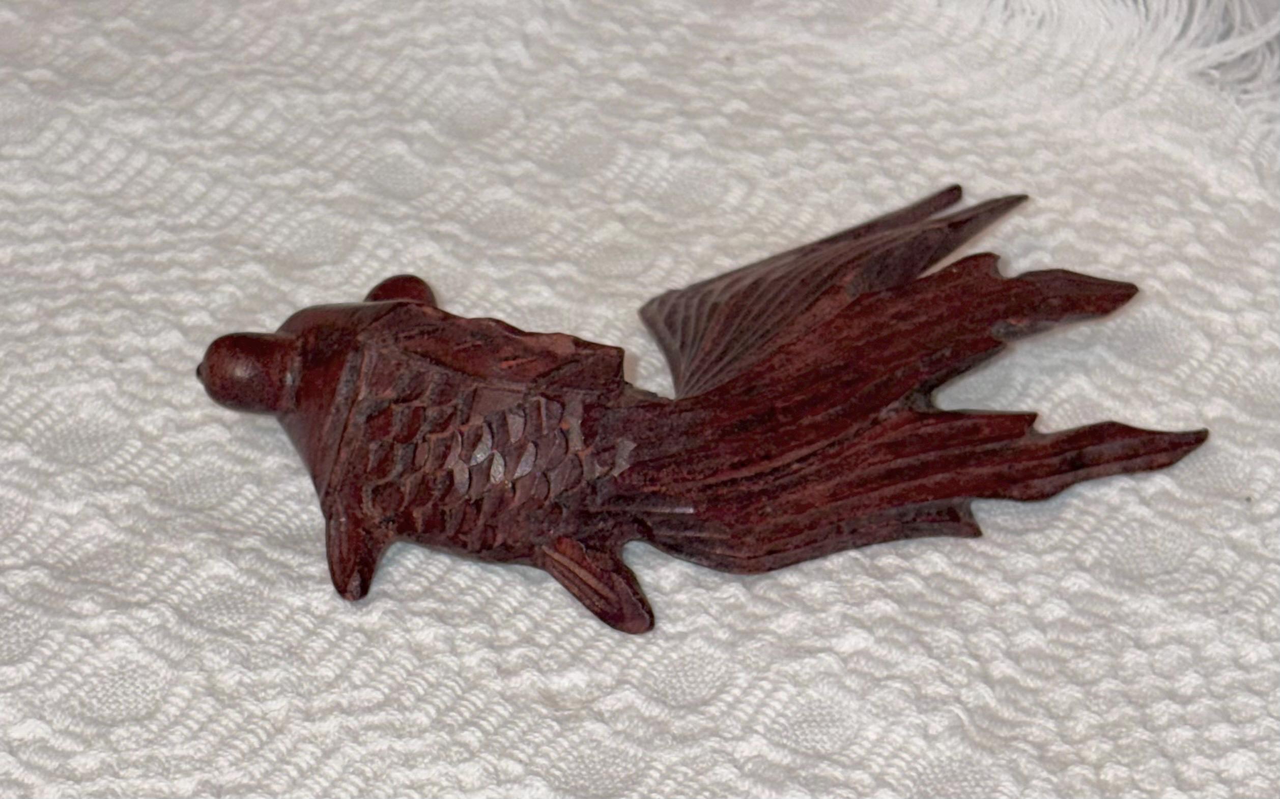 Hand Carved Japanese Rosewood Koi Fish Sculpture - Etsy