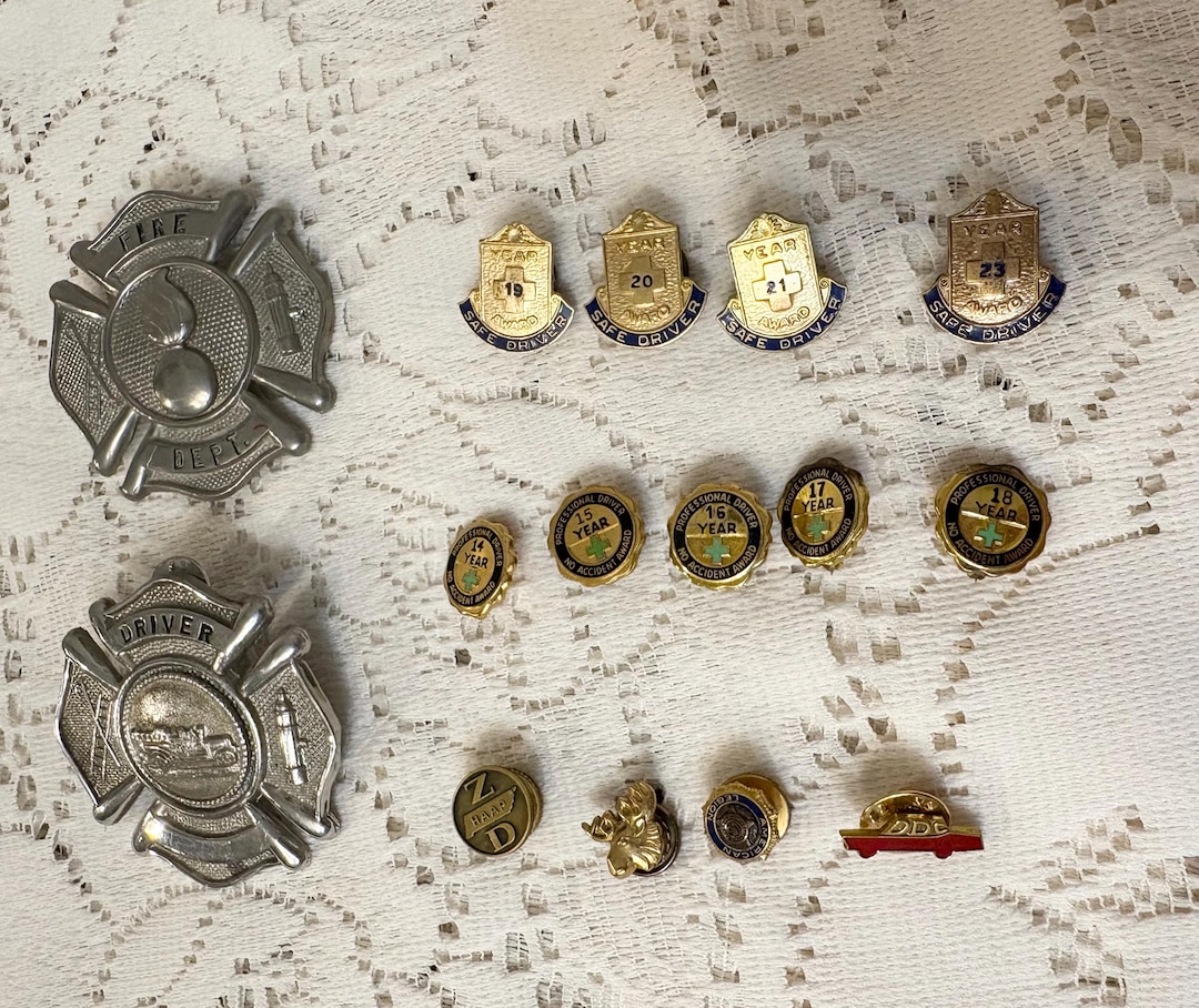 Collection of Vintage Fire Department and Safe Driver Award Pins - Etsy