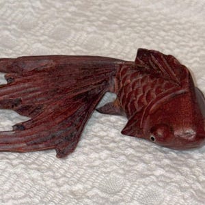 Hand Carved Japanese Rosewood Koi Fish Sculpture - Etsy