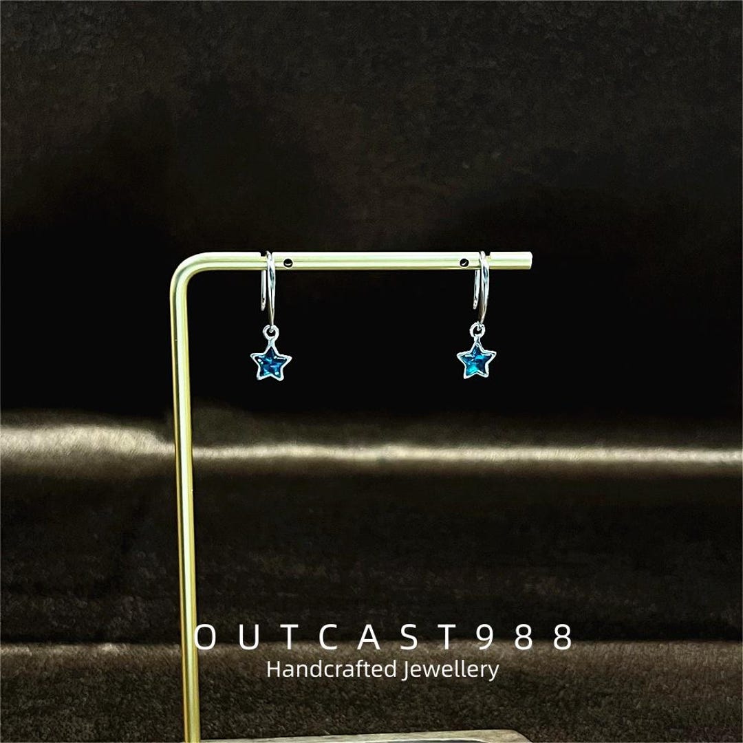 Minimalist Blue Five-pointed Star Dangles for Women S925 Sterling ...