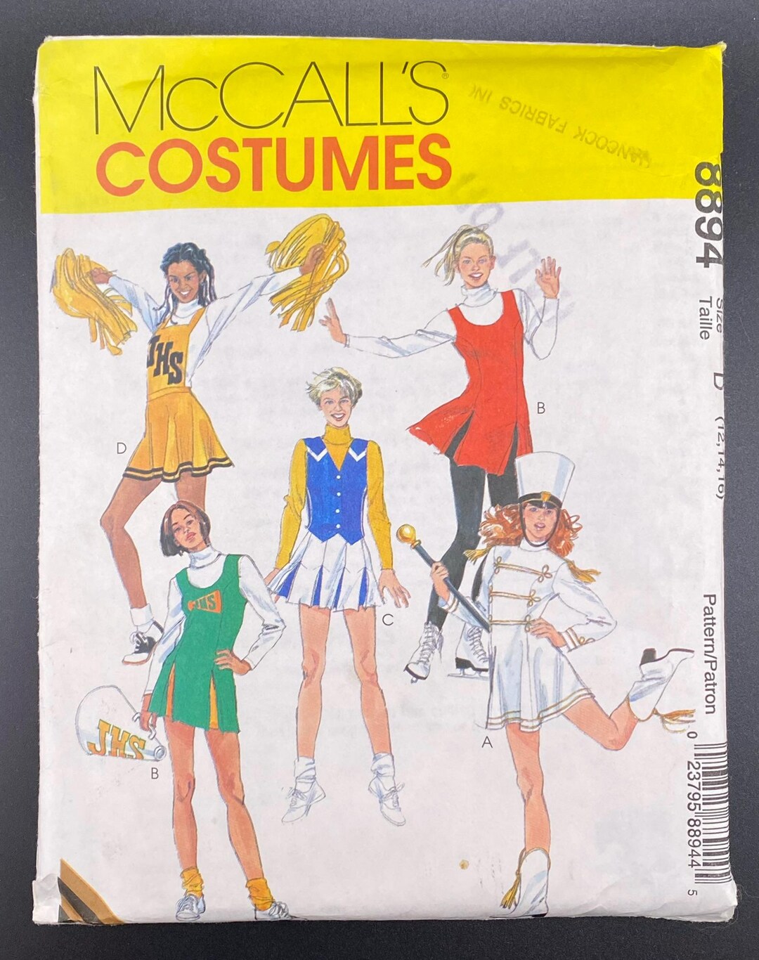 Rare Cheerleader Majorette Costume Mccall's 8894 Vintage Sewing Pattern ...