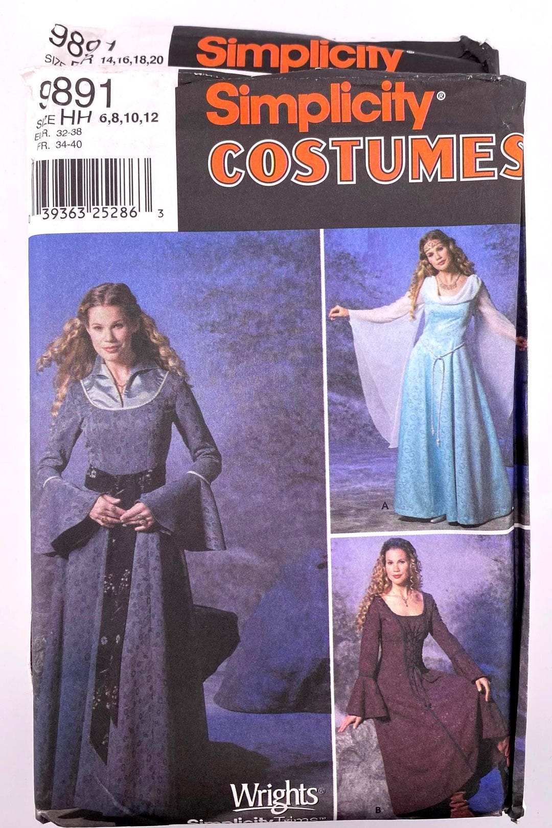 Fantasy Costume Medieval Dress Uncut (FF) Sewing Pattern – Vintage ...