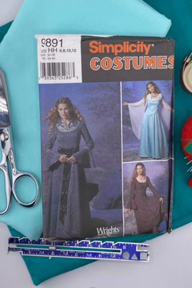 Fantasy Costume Medieval Dress Uncut (FF) Sewing Pattern – Vintage ...