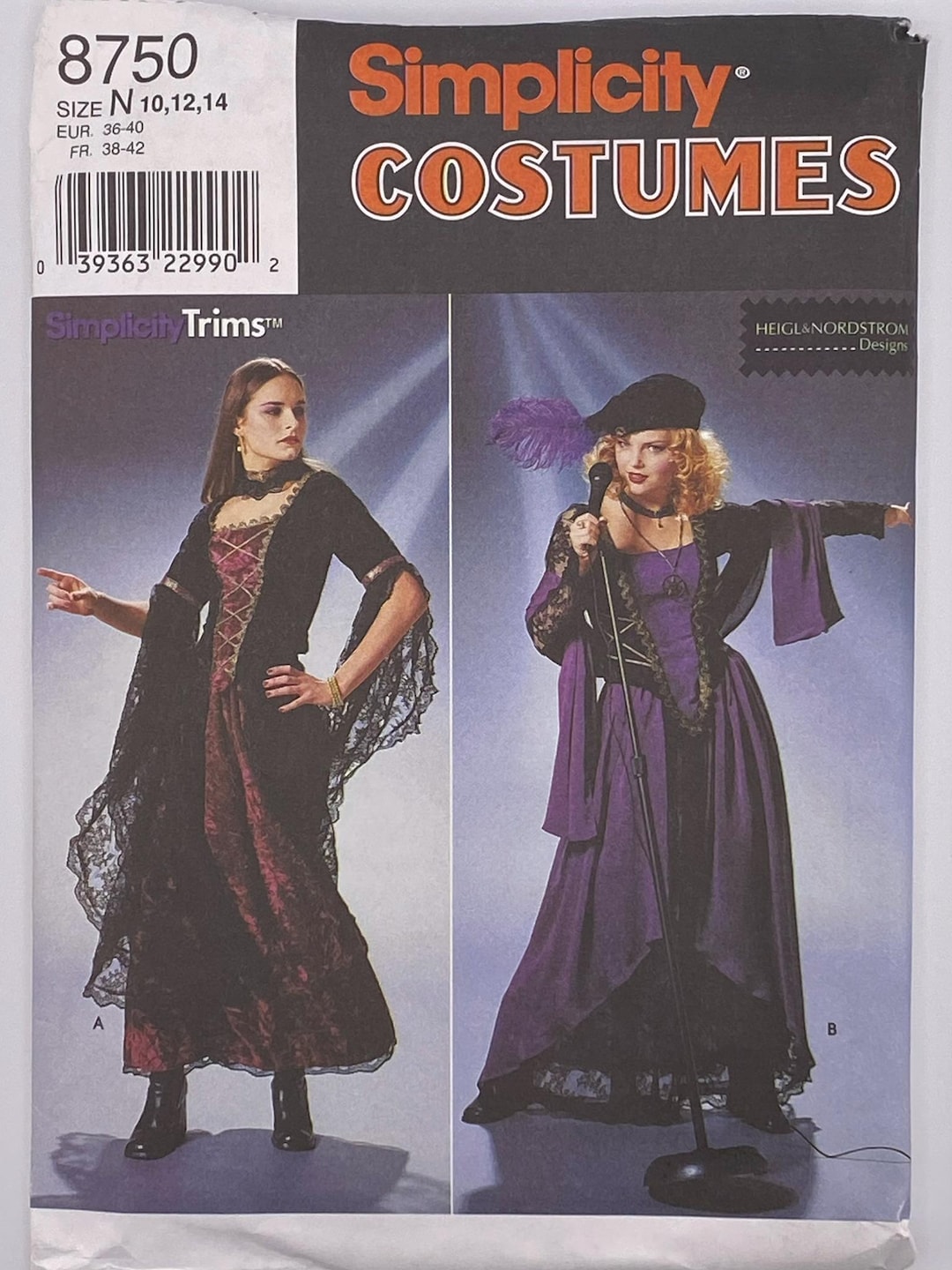 Gothic Vampire Costume, Vintage Sewing Pattern Simplicity 8750 Misses ...