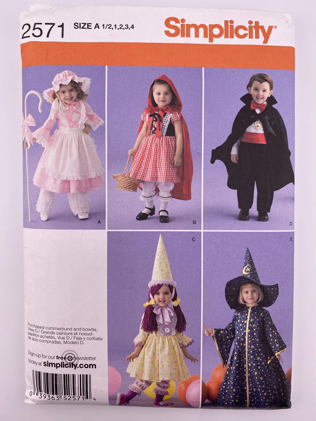 Toddler Halloween Costumes, Sewing Pattern Simplicity 2571, Sizes 1/2–4 ...