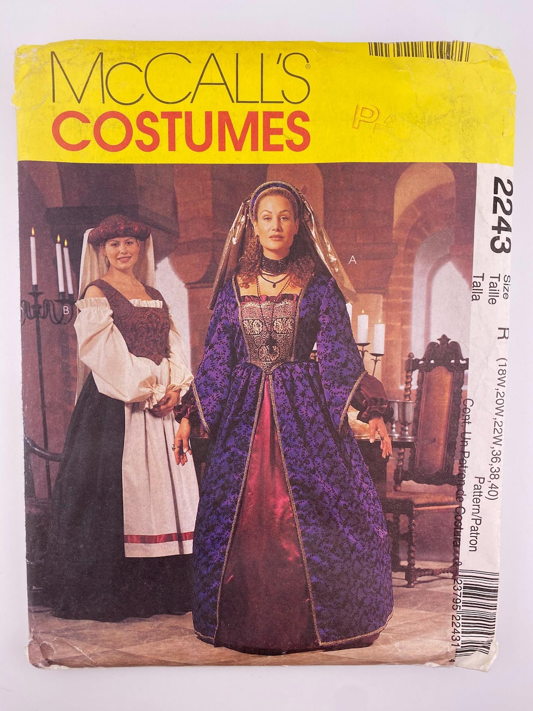 Medieval Gown & Maid Costume Vintage Sewing Pattern Mccall’s 2243 ...