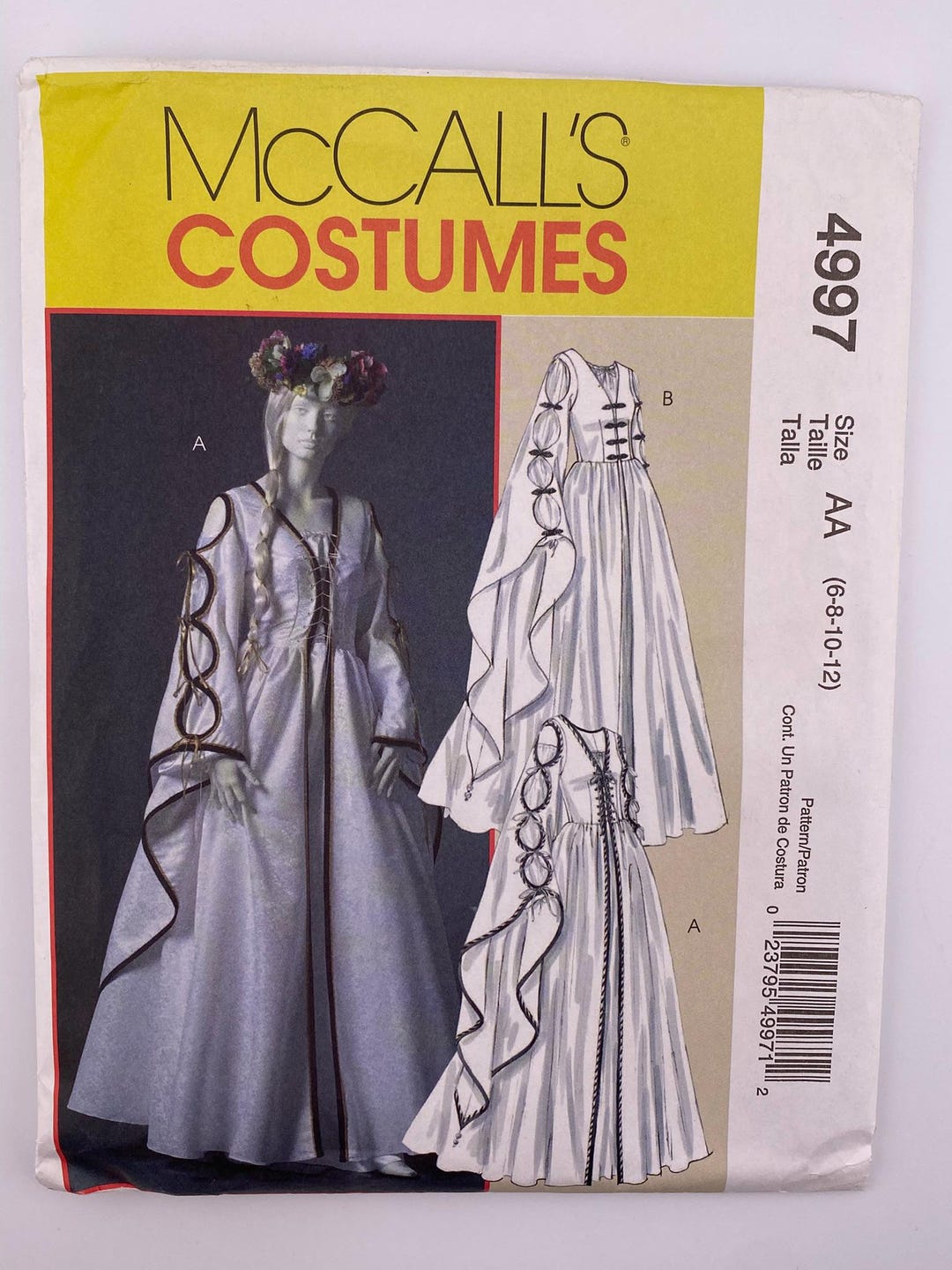 Renaissance Gown - Vintage Sewing Pattern - Medieval Fantasy Dress With ...