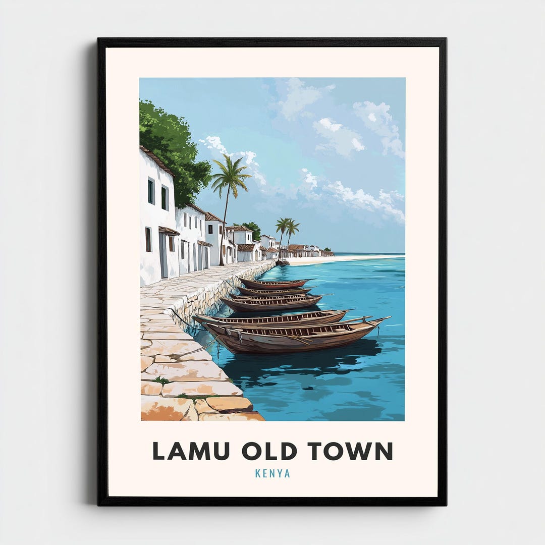 Lamu Old Town Kenya Poster Lamu Old Town Print Lamu Kenya Wall Art ...