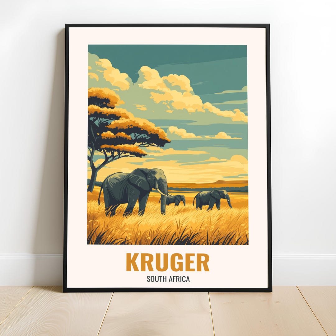 Kruger South Africa Poster, Kruger Wall Art Print, Kruger Travel Poster ...