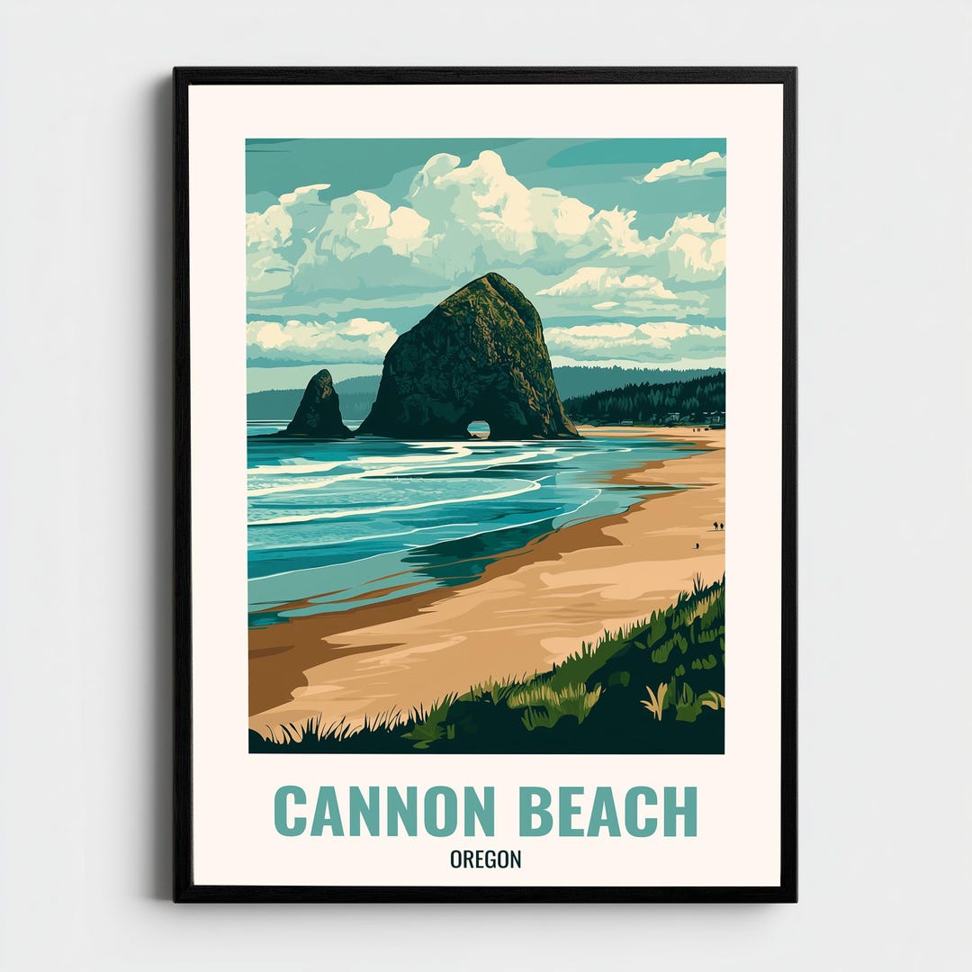 Cannon Beach Oregon Poster Cannon Beach Print Oregon Wall Art Oregon ...