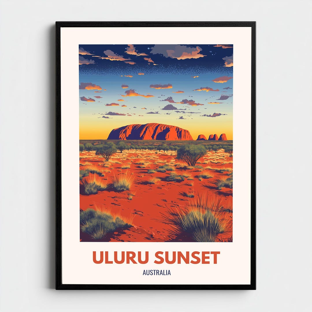 Uluru Sunset Australia Poster Uluru Print Uluru Wall Art Uluru Travel ...