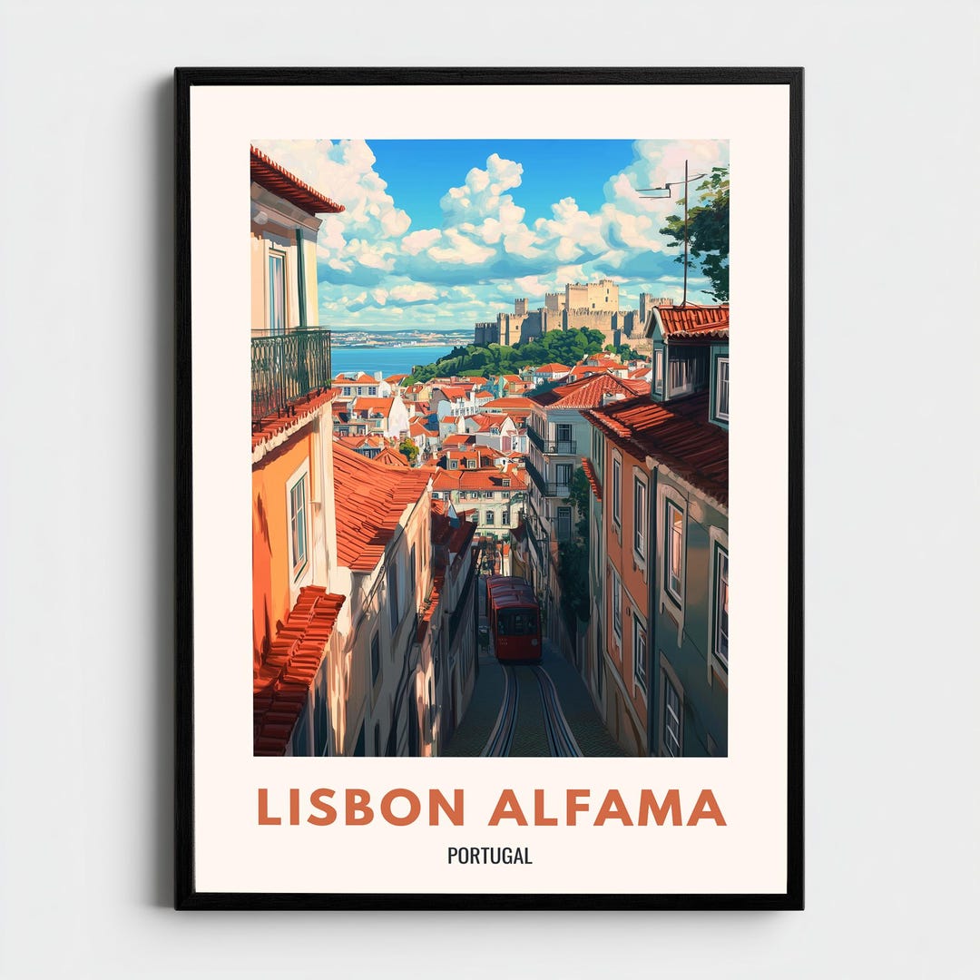 Lisboa Alfama Portugal Cartaz Lisboa Impressão Lisboa Arte de Parede ...
